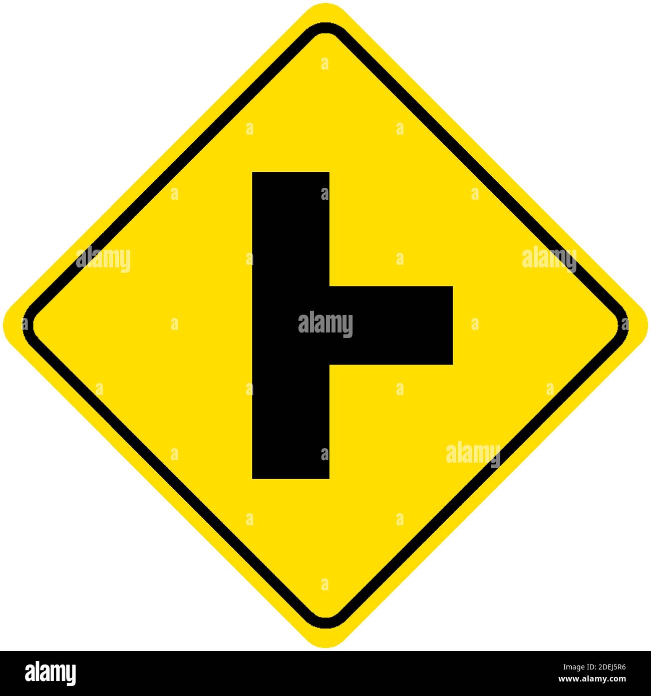 Side road (right) yellow sign on white background illustration Stock ...