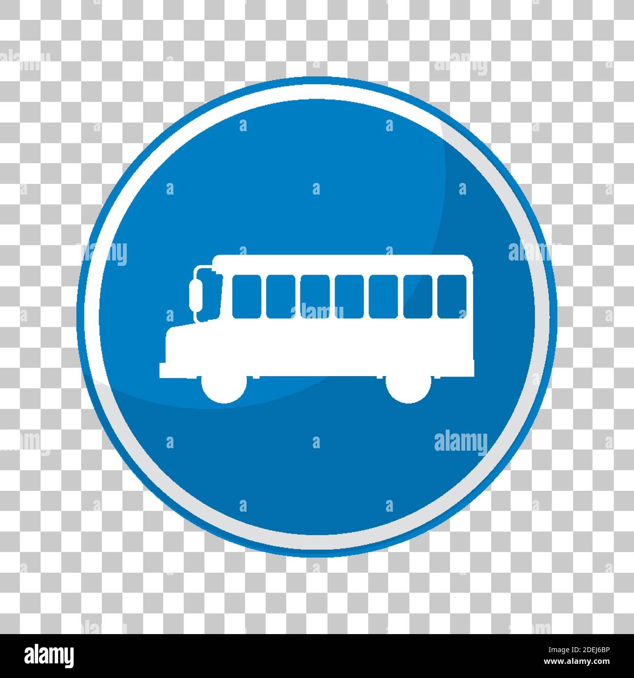 Blue bus stop sign with stand isolated on transparent background ...