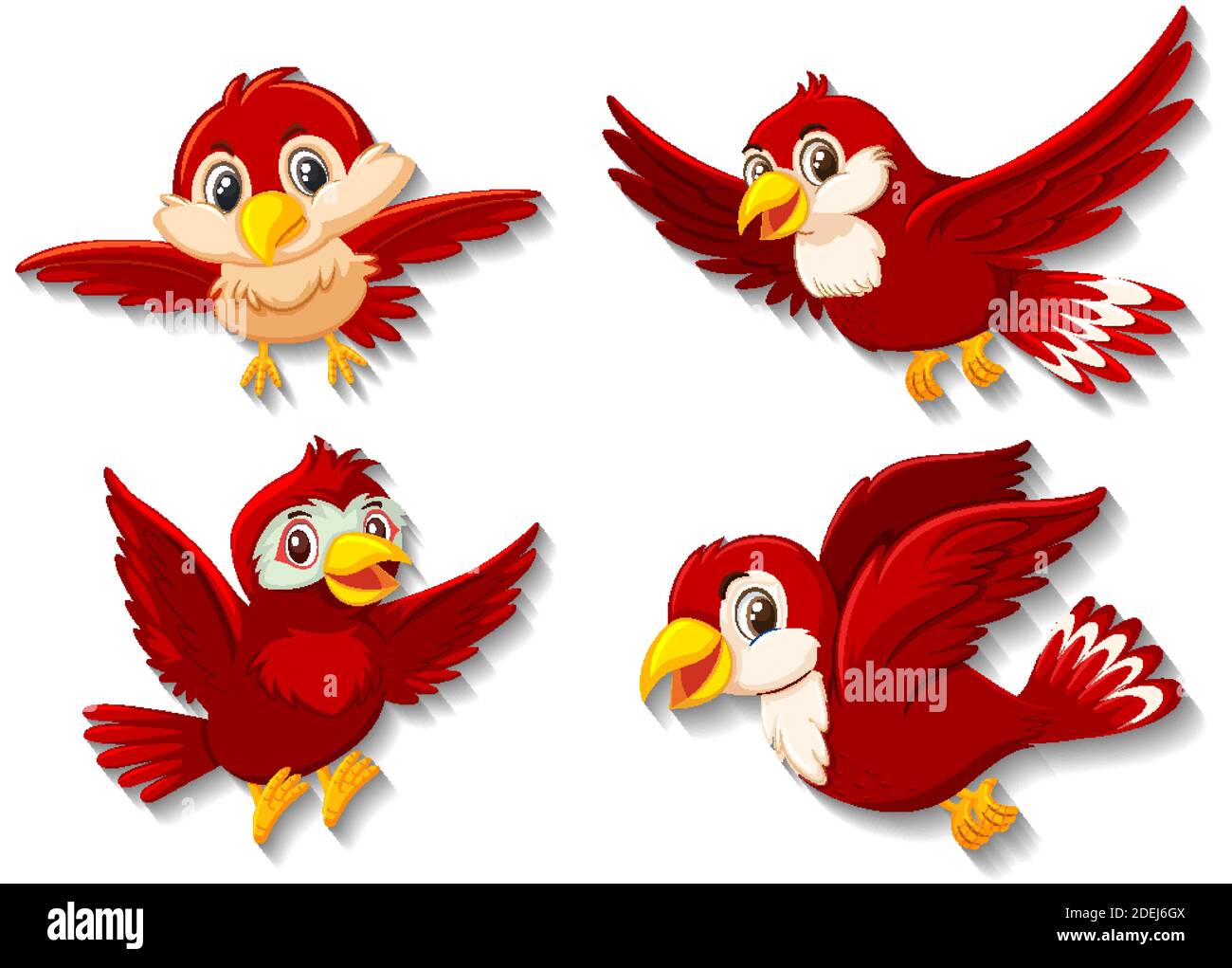 Cute red bird cartoon character illustration Stock Vector Image & Art ...