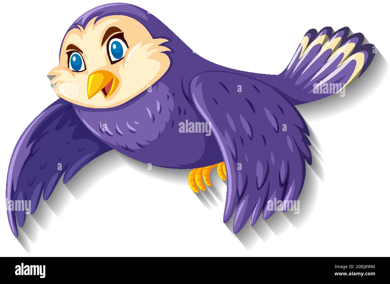 Cute purple bird cartoon character illustration Stock Vector Image ...