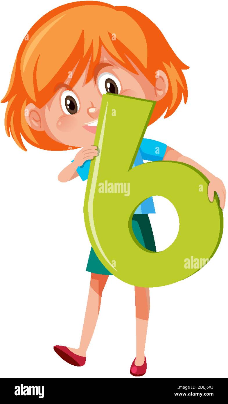 Student girl holding the number cartoon character isolated on white ...