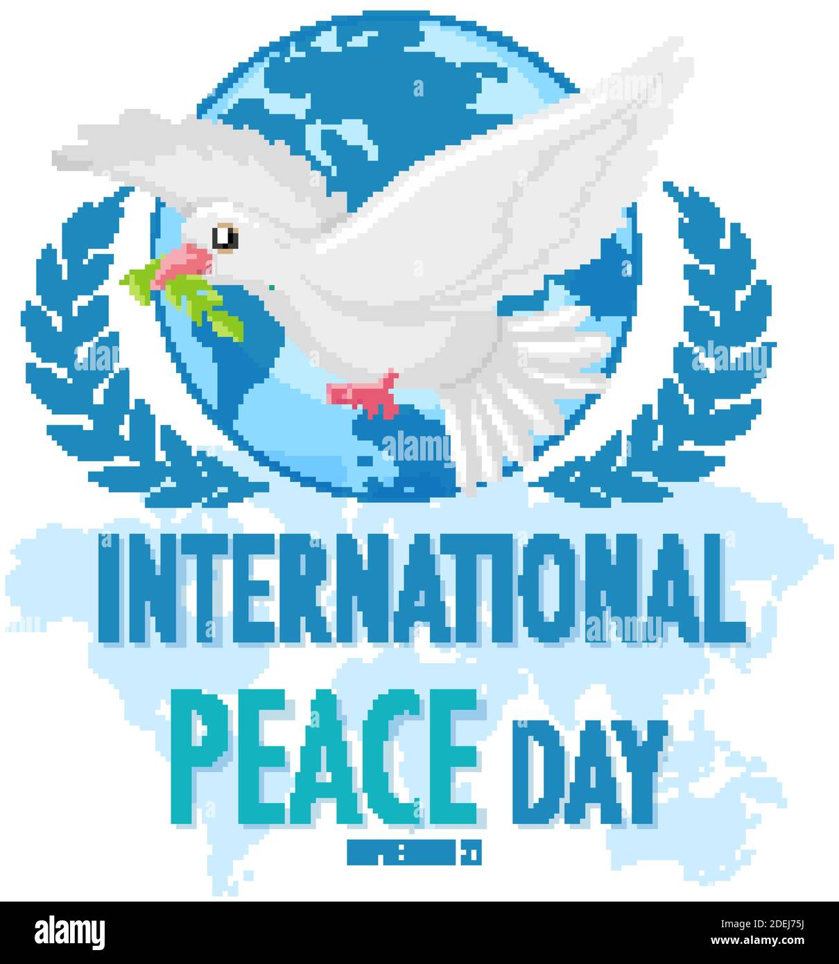 Internationl Peace Day logo or banner with white dove on the world and ...