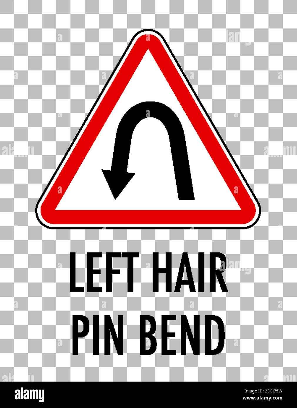 Left hair pin bend sign isolated on transparent background illustration ...