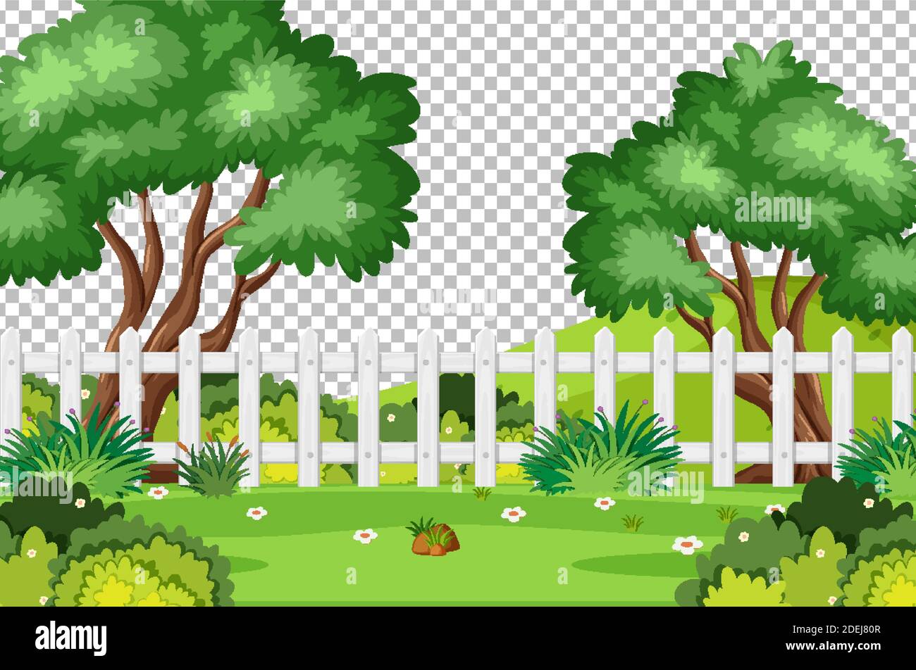 Blank nature park scene landscape on transparent background ...