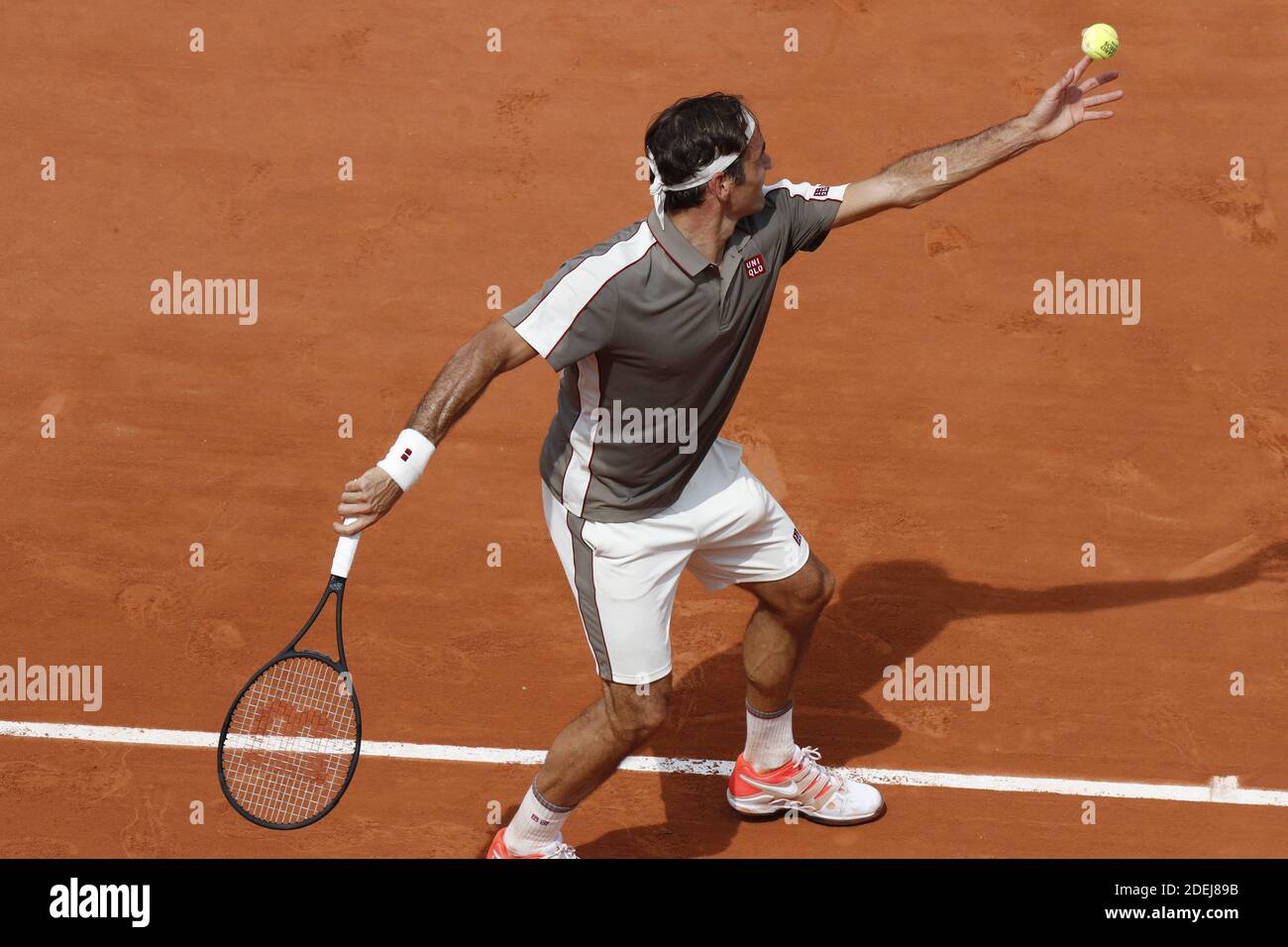 Switzerland's Roger Federer playing in the 1/4 of final of the 2019 BNP ...