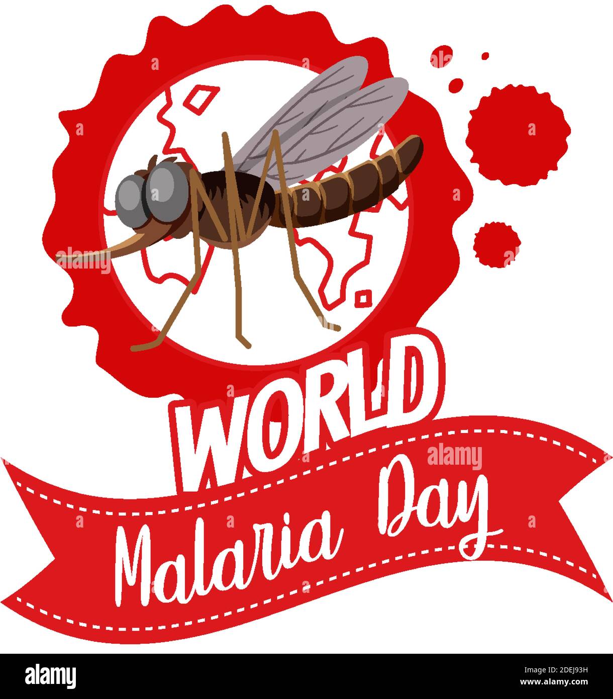 World Malaria Day logo or banner with mosquito on the earth ...