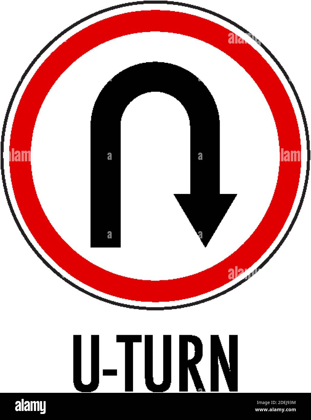 U-turn sign with stand isolated on white background illustration Stock ...