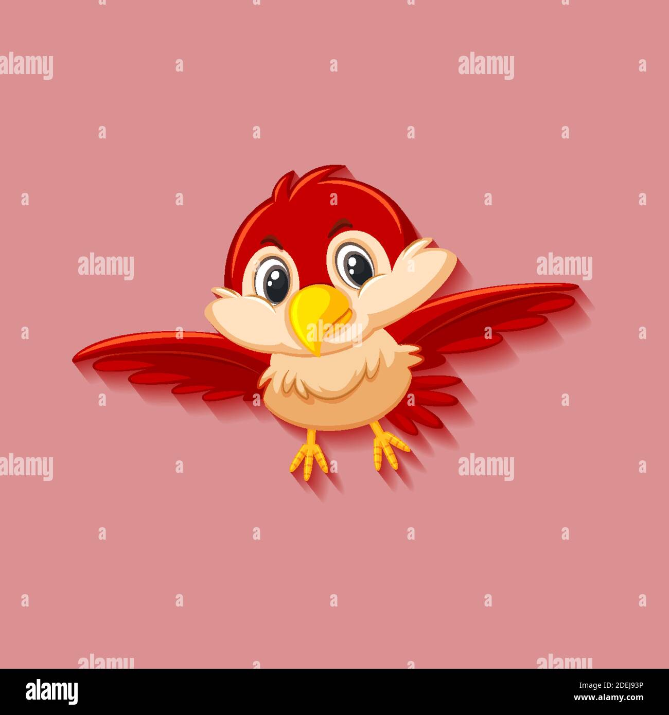 Cute red bird cartoon character illustration Stock Vector Image & Art ...