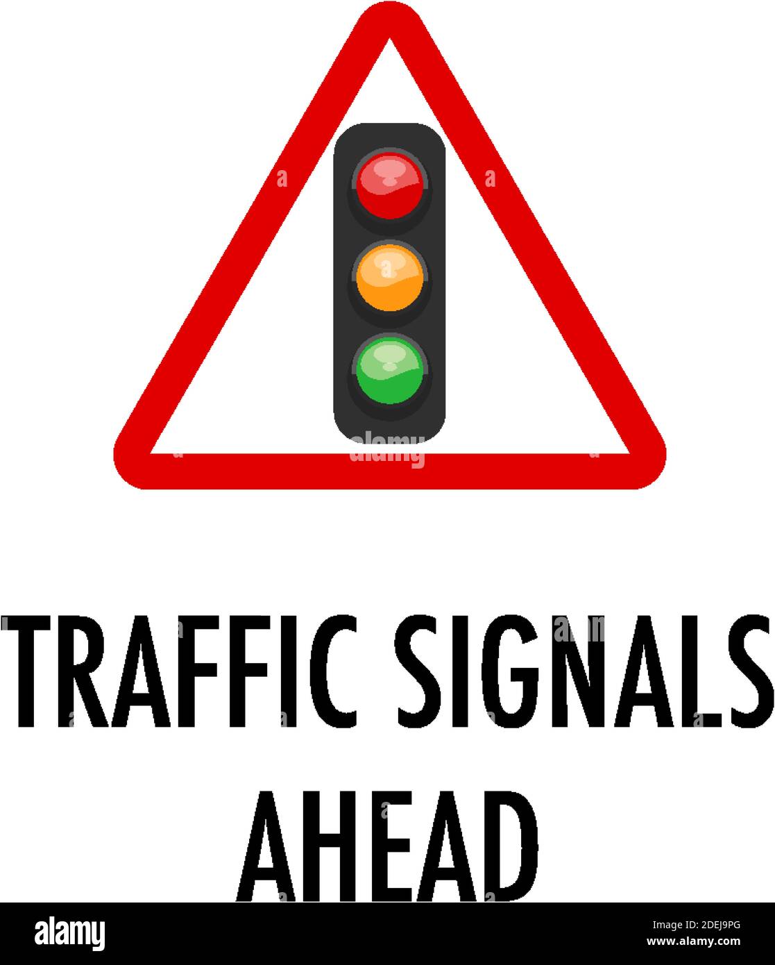 Traffic signals ahead sign on white background illustration Stock ...