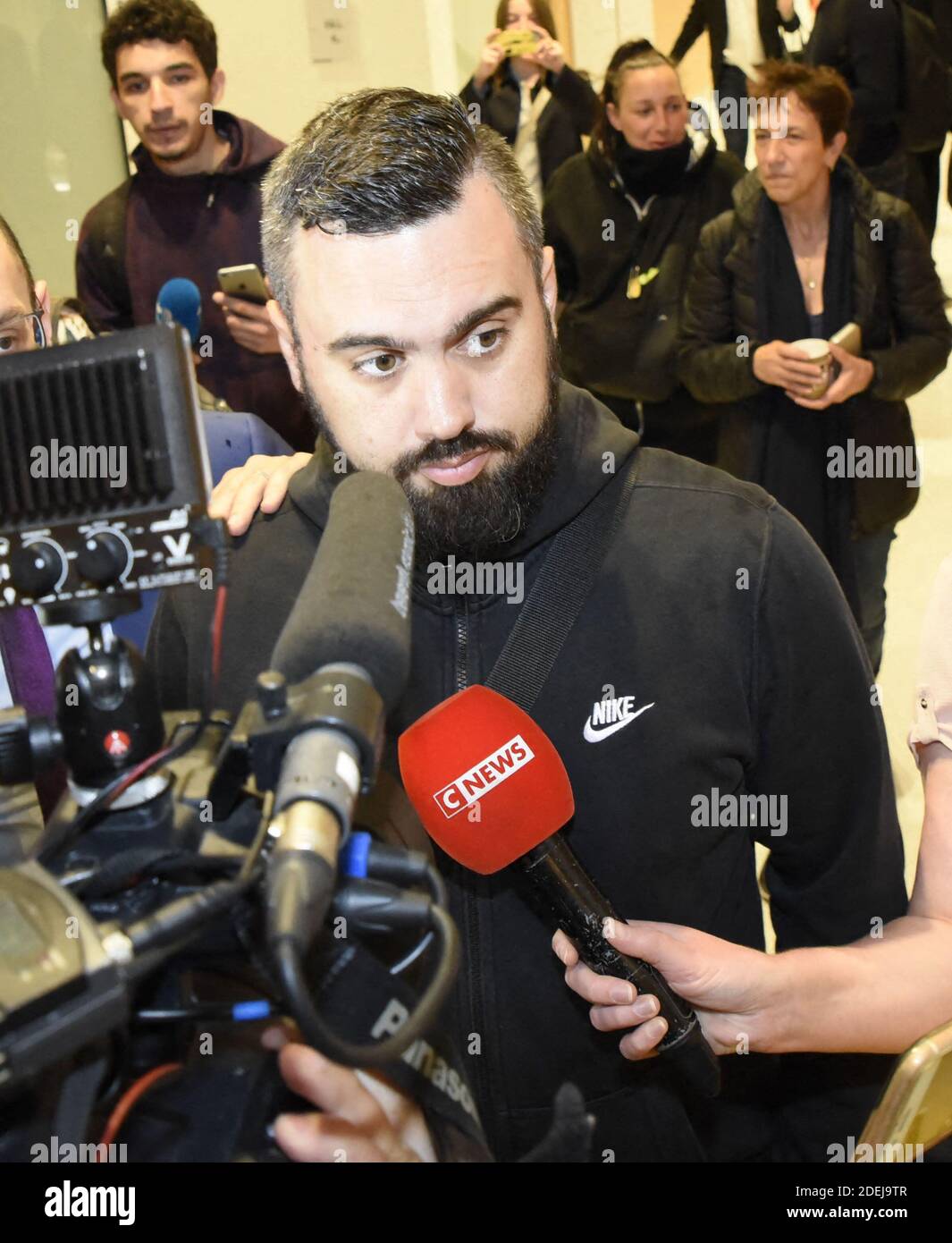 Yellow Vest protest leader Eric Drouet at the Courthouse in Paris ...