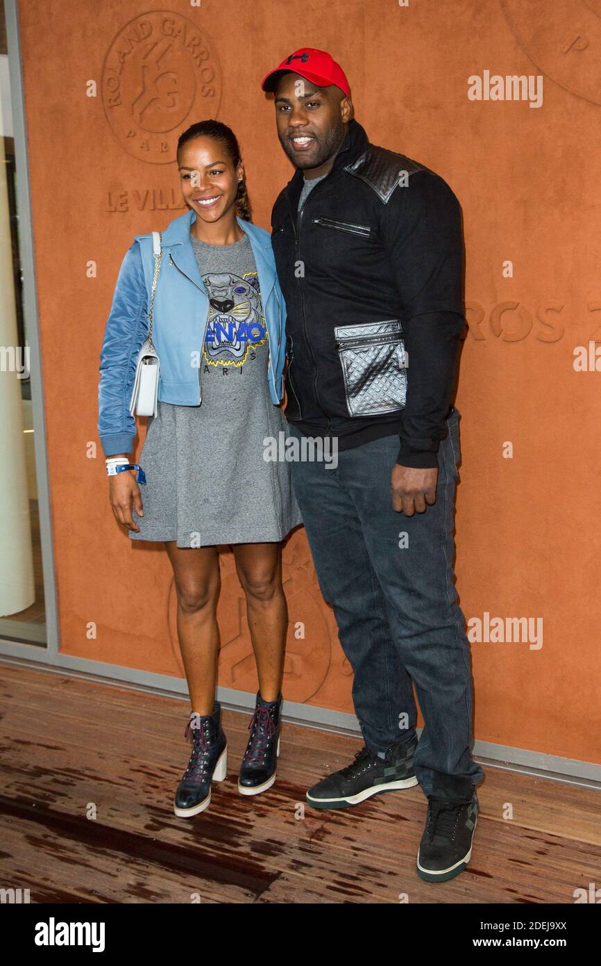 Teddy Riner and his wife Luther Plocus in village during French Tennis ...