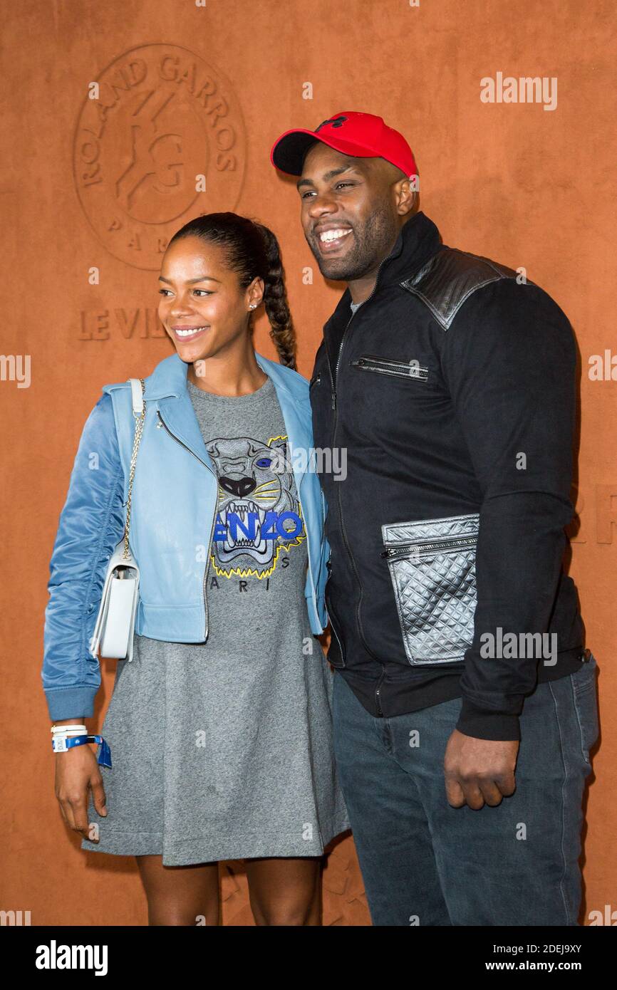 Teddy Riner and his wife Luther Plocus in village during French Tennis ...
