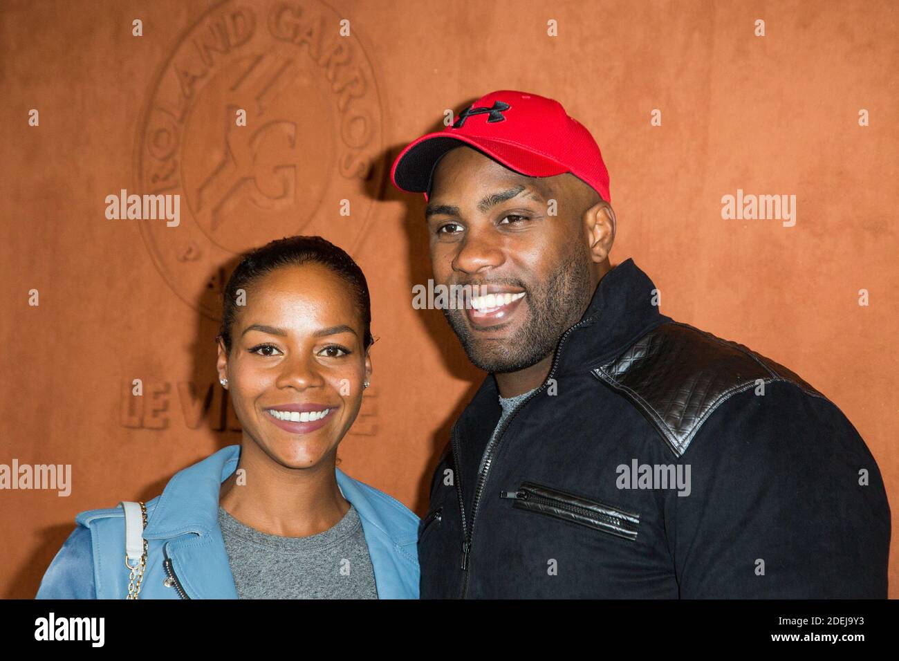 Teddy Riner and his wife Luther Plocus in village during French Tennis ...