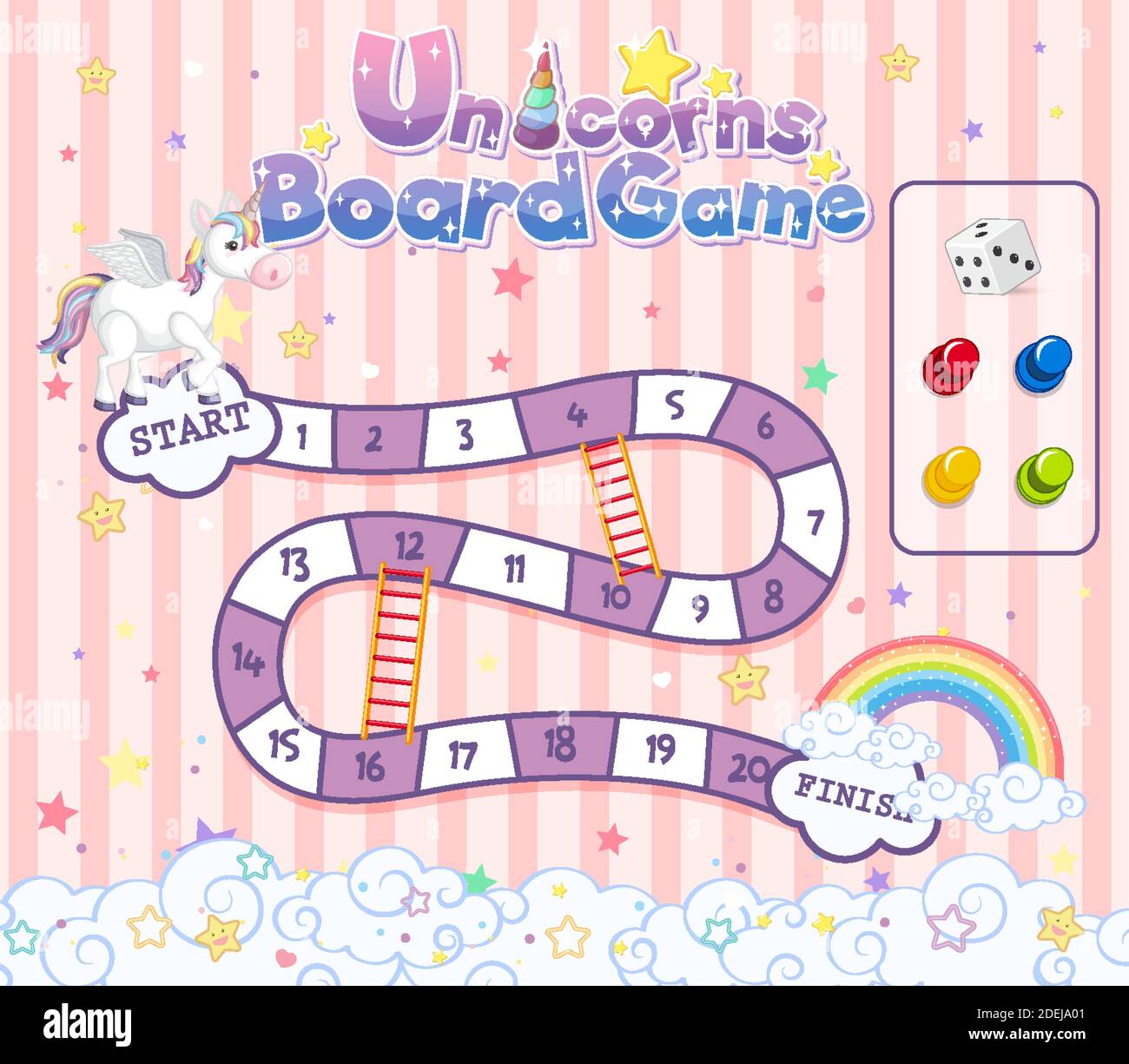 Board Game for kids in unicorn pastel color style template illustration ...