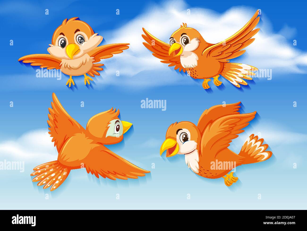 Orange birds in sky illustration Stock Vector Image & Art - Alamy