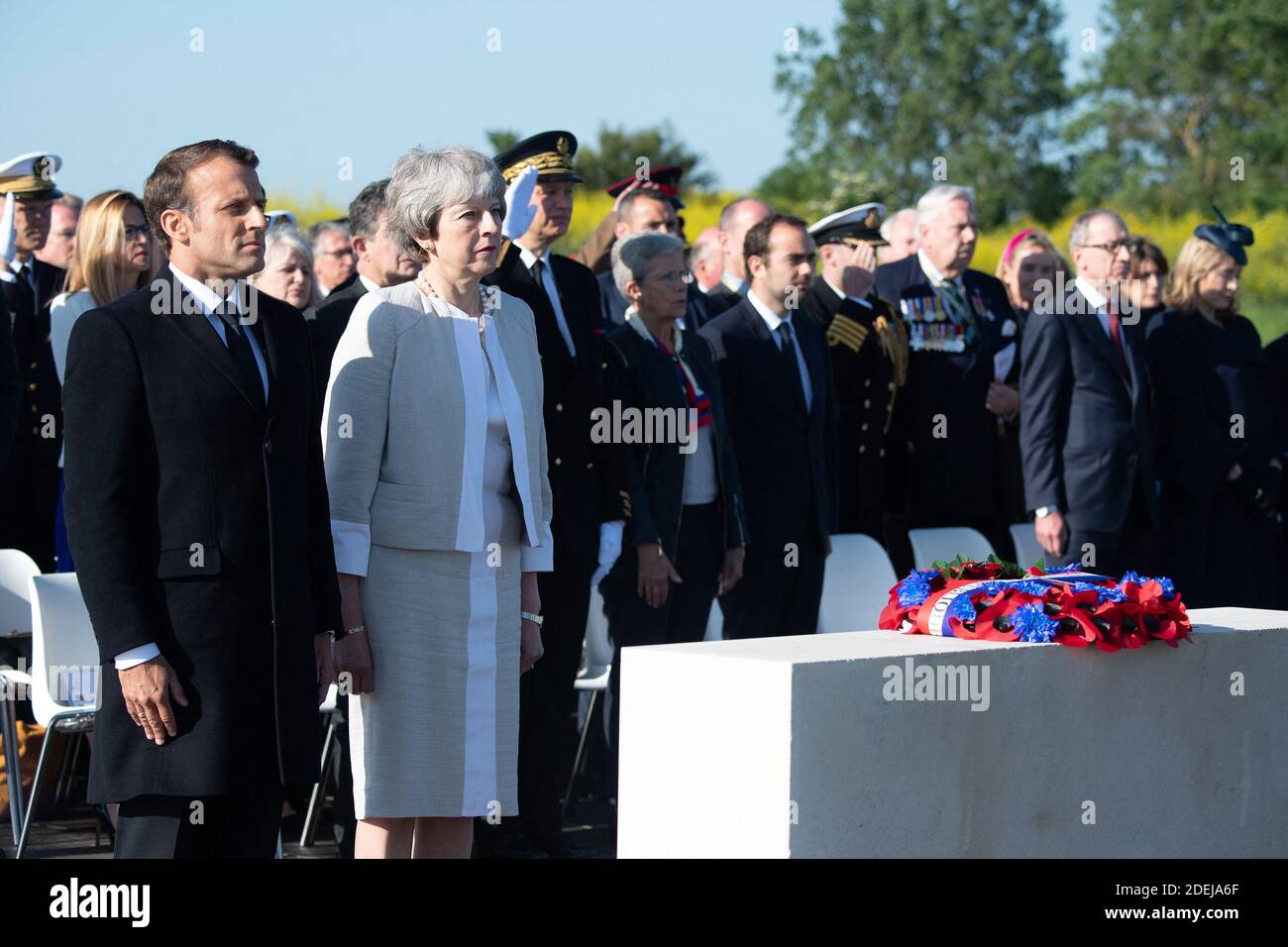 French President Emmanuel Macron and British Prime Minister Theresa May ...