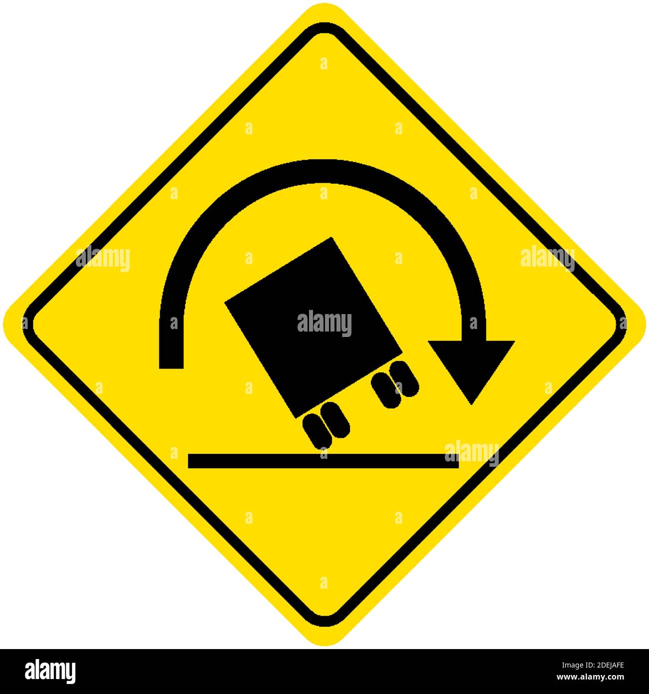 Truck rollover warning sign on white background illustration Stock ...