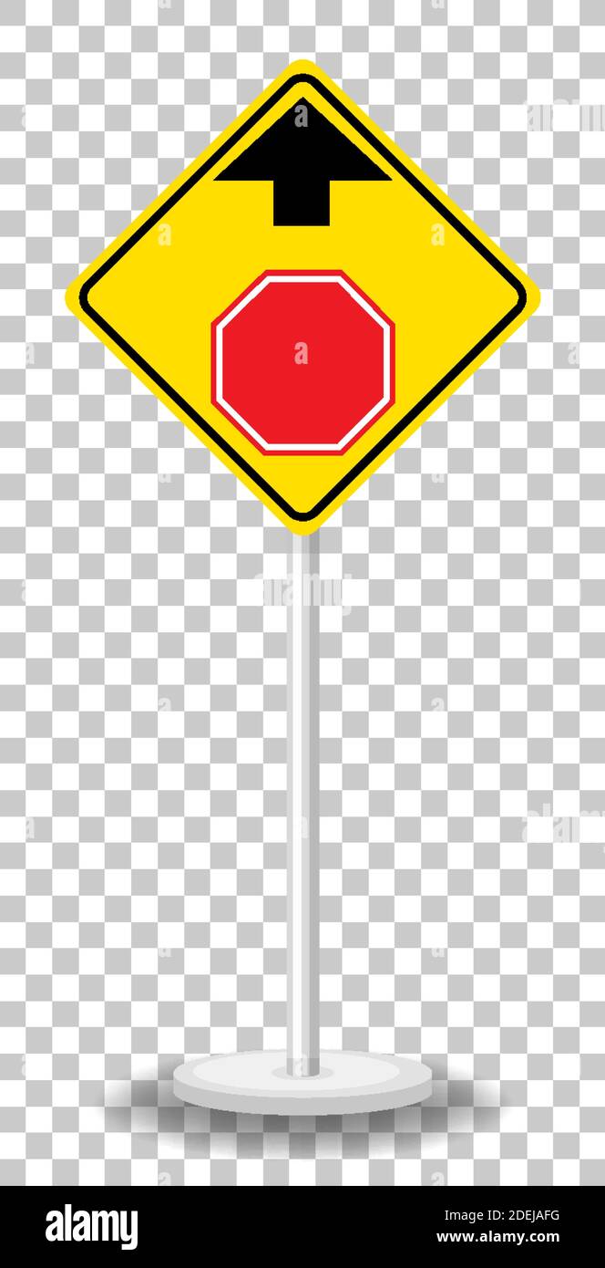 Yellow traffic warning sign on transparent background illustration ...