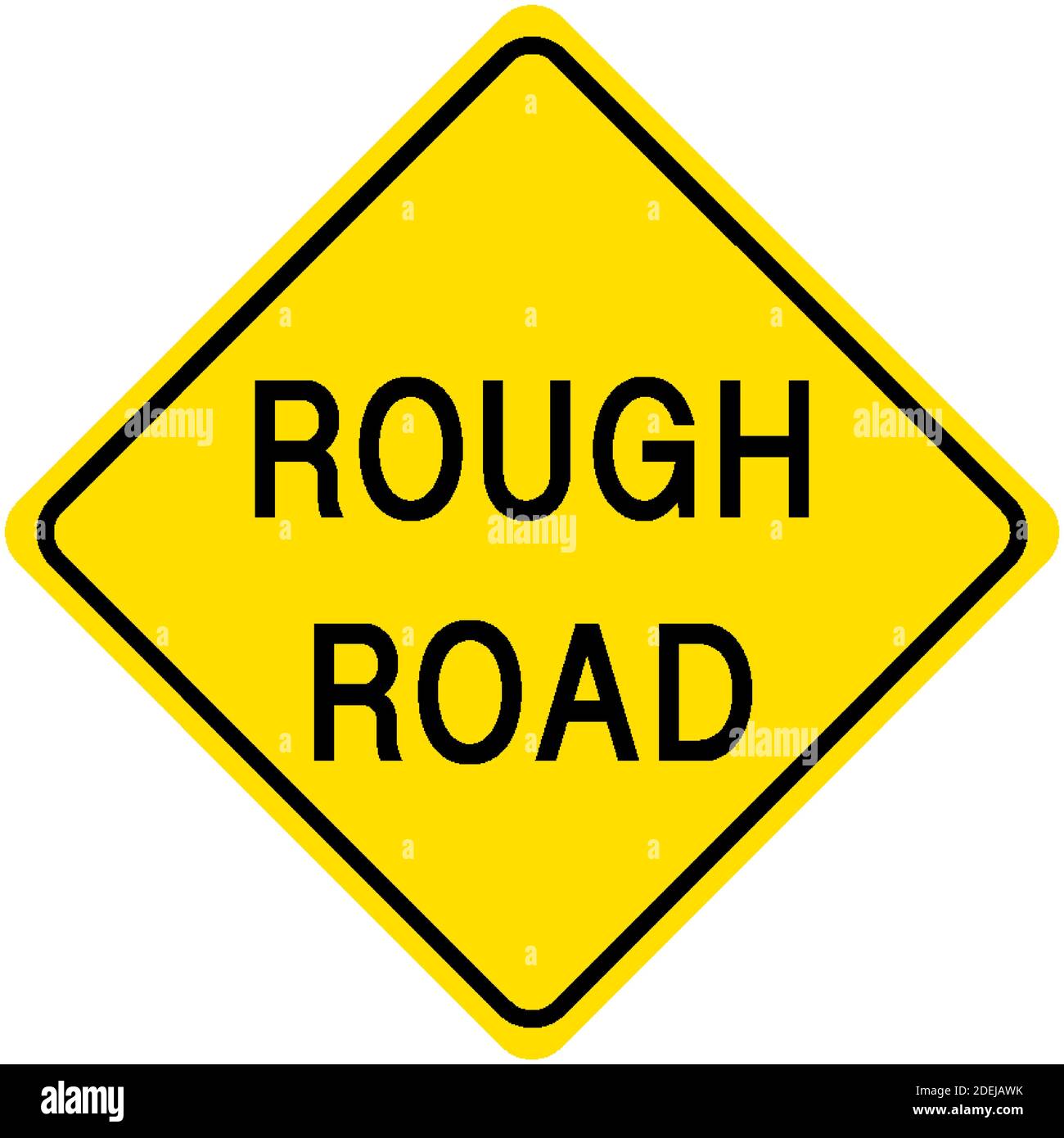Rough Road yellow sign on white background illustration Stock Vector ...
