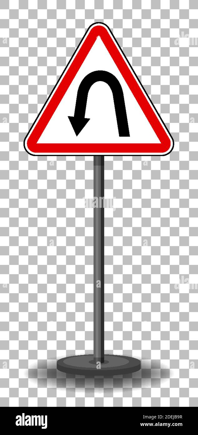 Left hair pin bend sign with stand isolated on transparent background ...