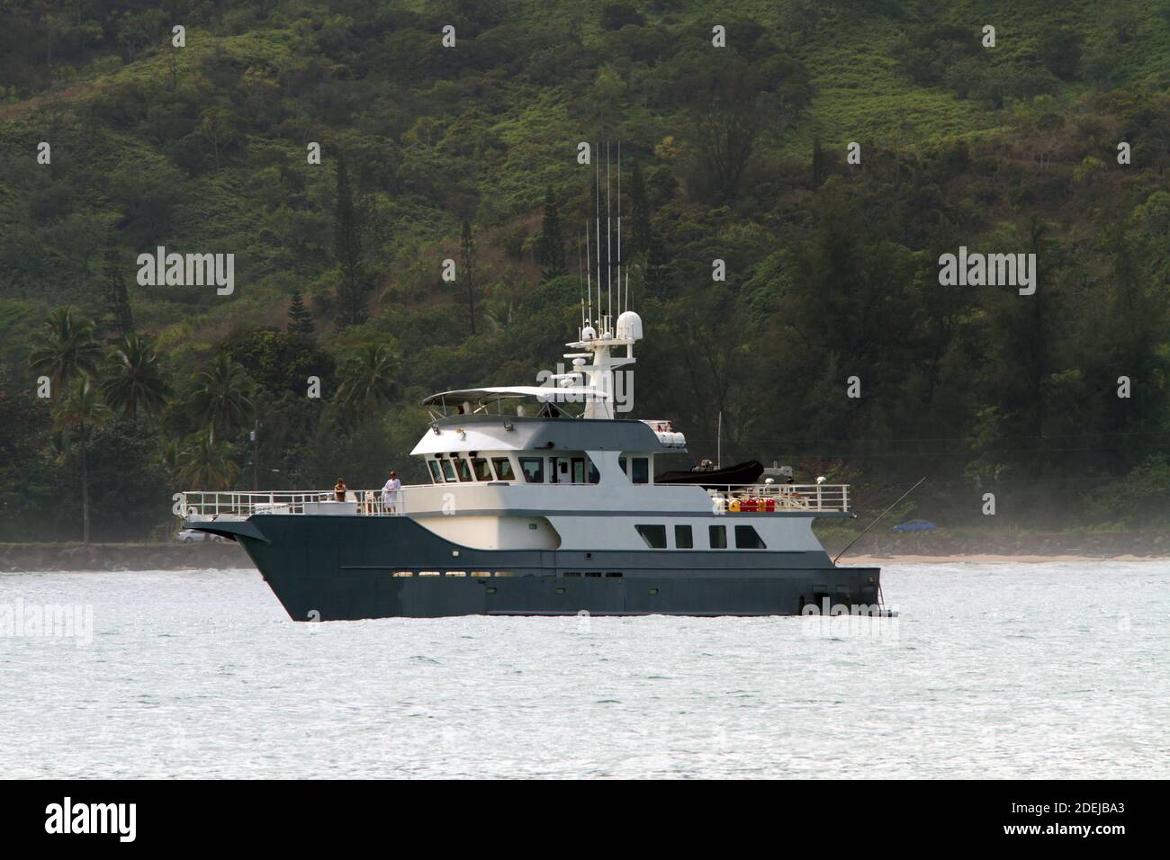 A large pleasure craft at anchor in Hawaii, USA Stock Photo - Alamy
