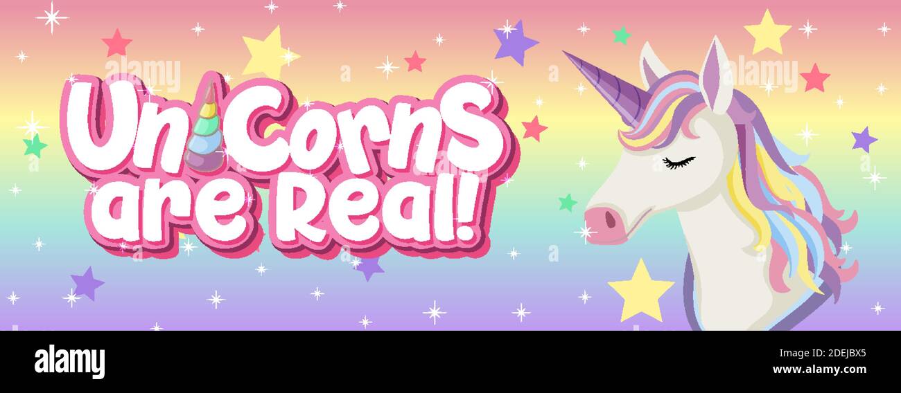 Cute unicorn banner on pastel background color illustration Stock ...