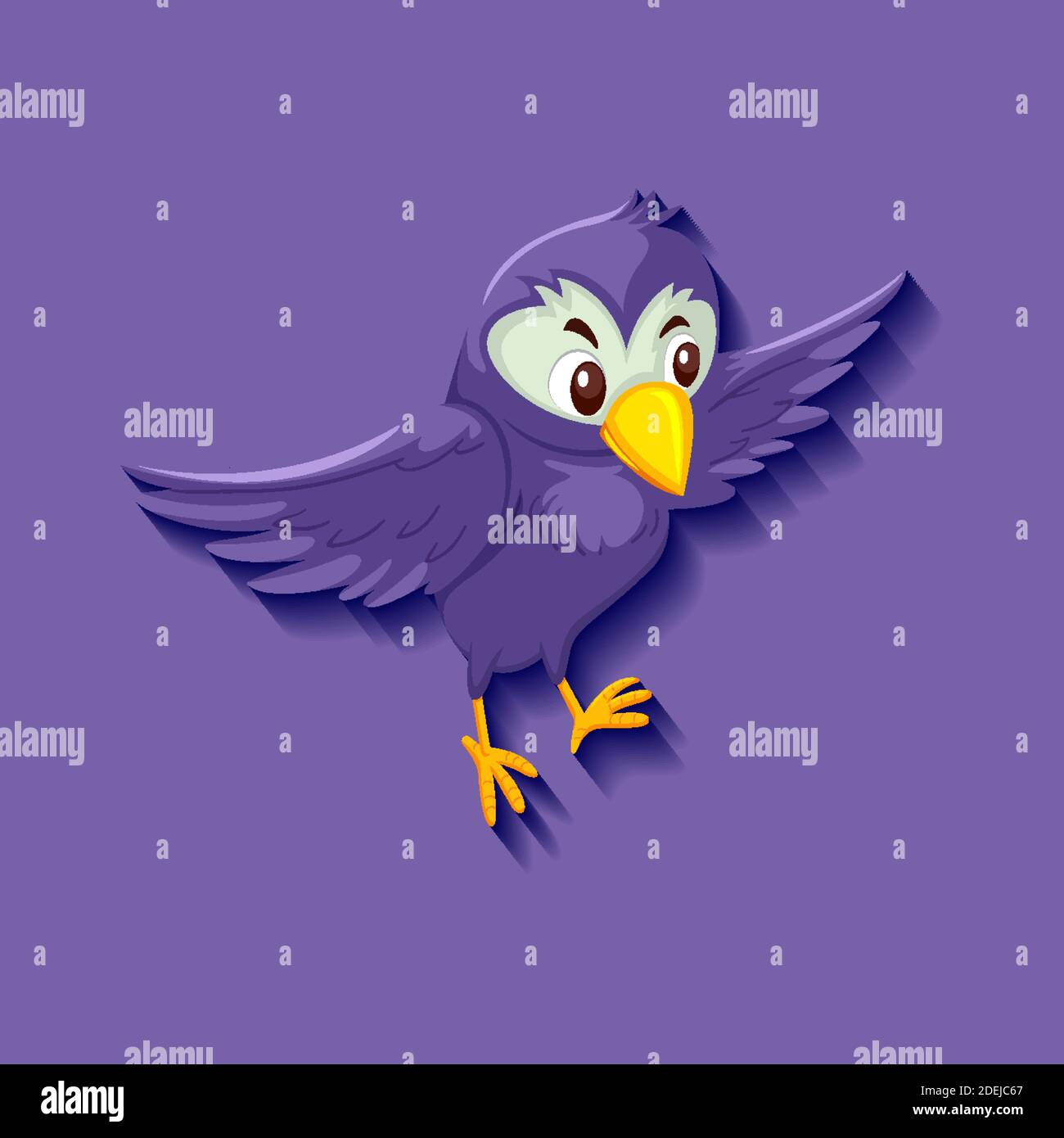 Cute purple bird cartoon character illustration Stock Vector Image ...