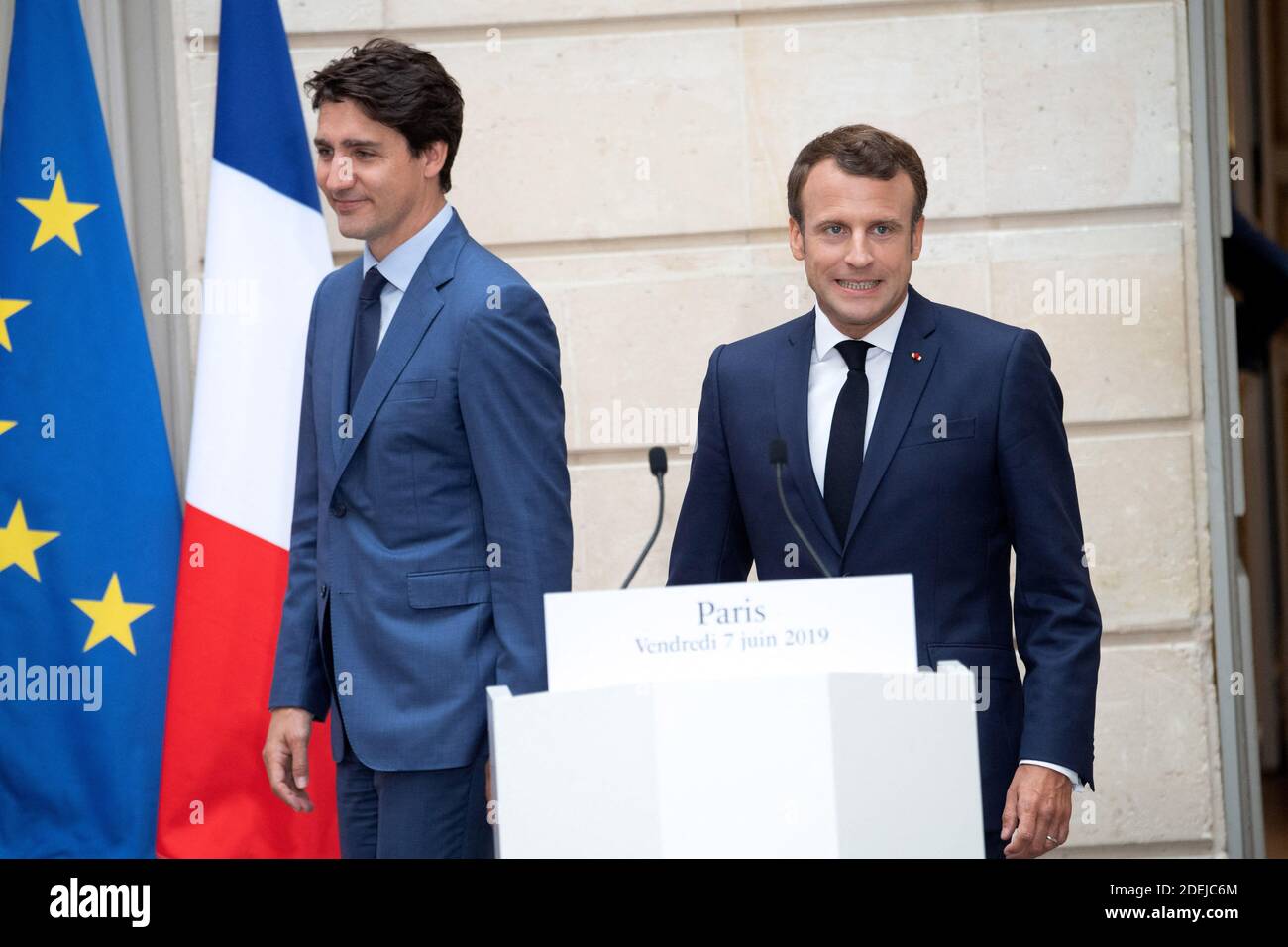 French President Emmanuel Macron and Canadian Prime Minister Justin ...