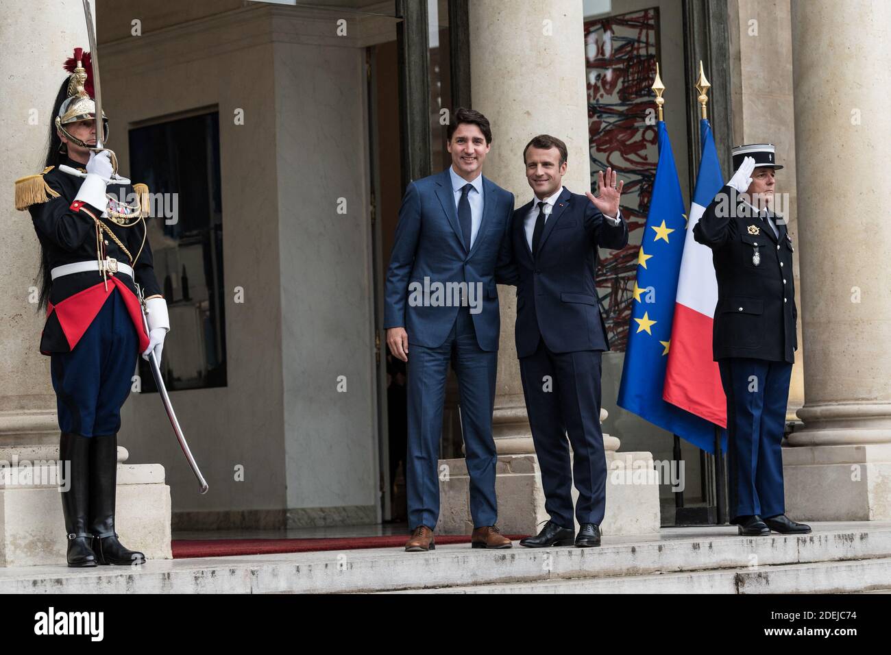 French President Emmanuel Macron receives Canadian Prime Minister ...