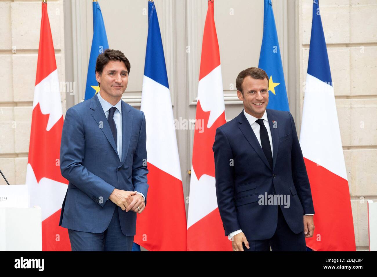 French President Emmanuel Macron and Canadian Prime Minister Justin ...