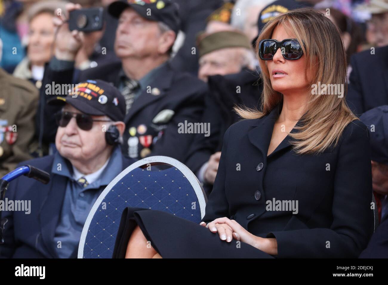 U.S. First Lady Melania Trump attends a ceremony commemorating the 75th ...