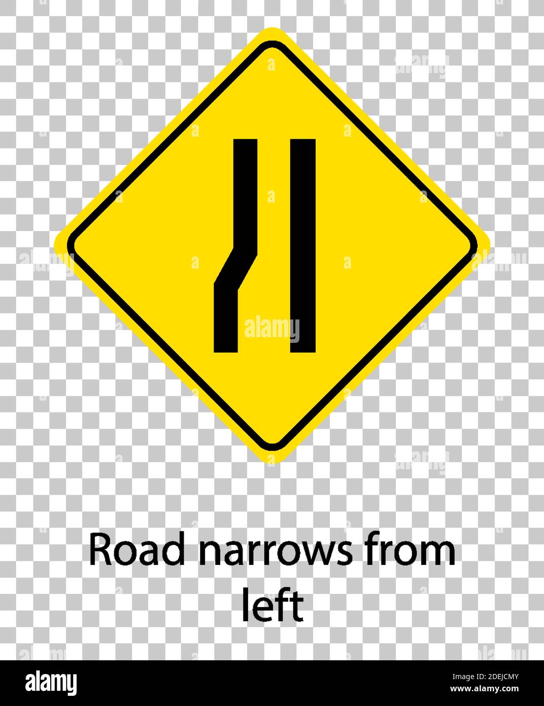 Yellow traffic warning sign on transparent background illustration ...