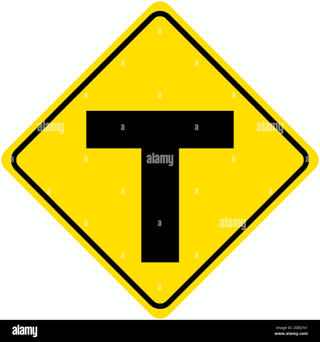 T-crossroad yellow sign on white background illustration Stock Vector ...