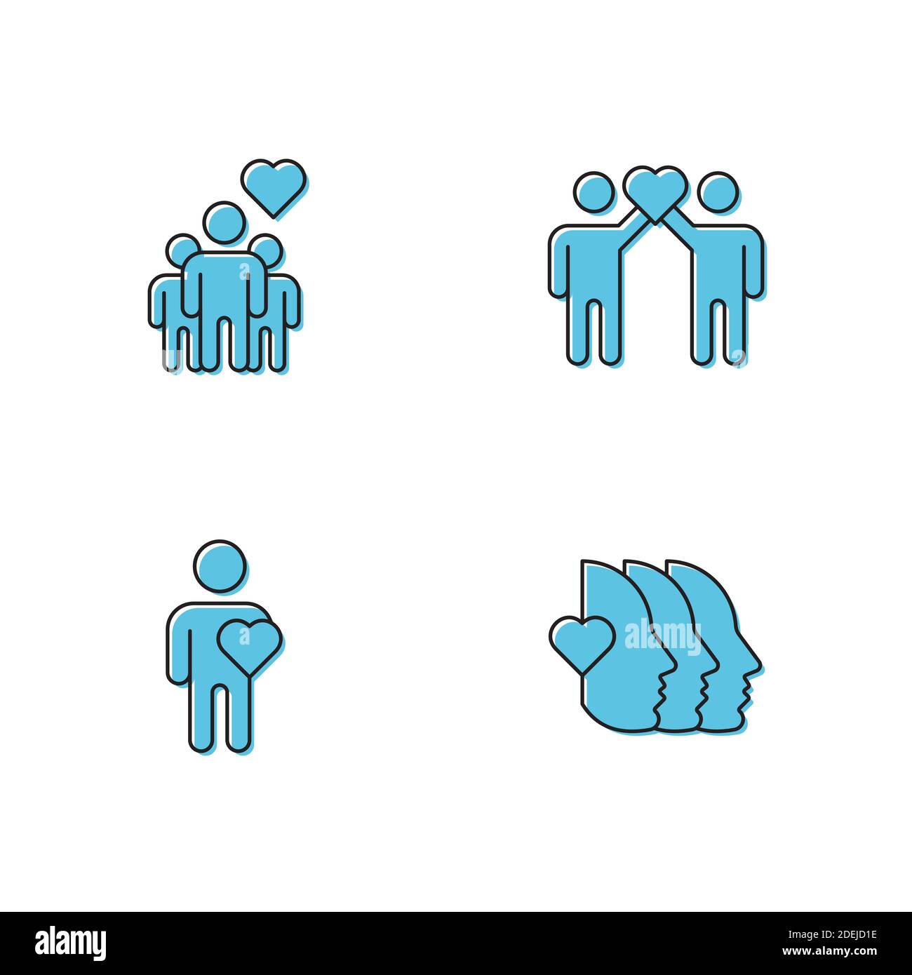 Friendship and love icon, color, line, outline vector sign, linear ...