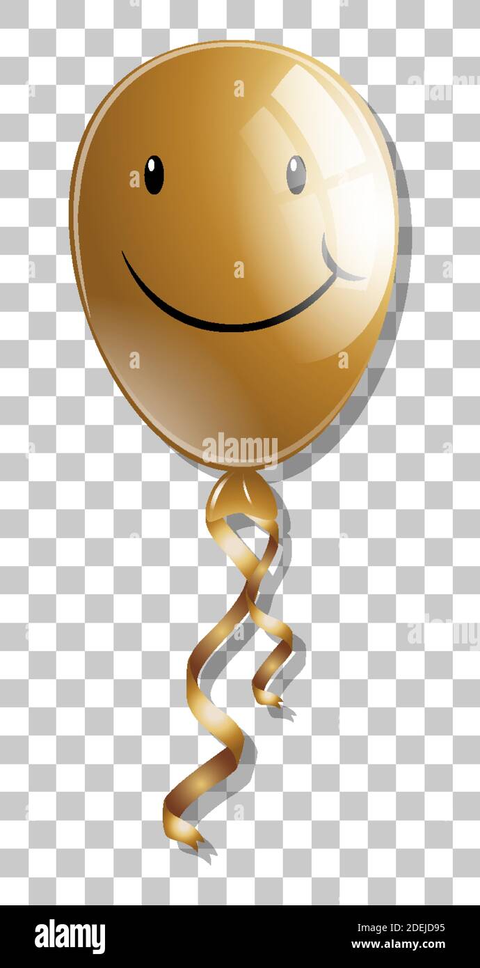 Smile on golden balloon isolated on transparent background illustration ...
