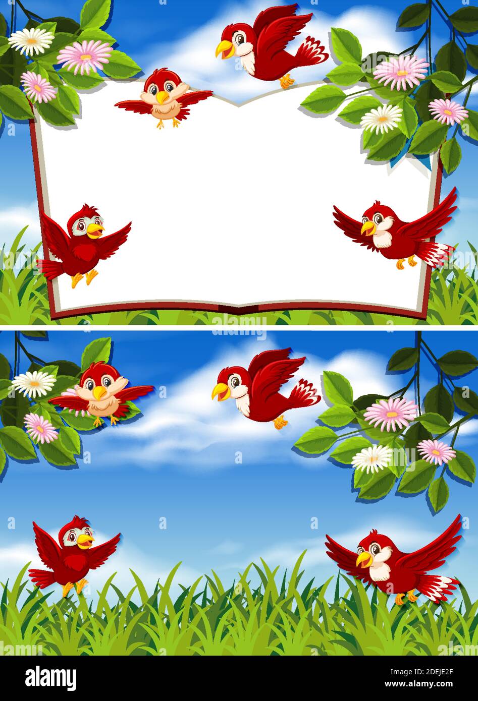 Set of red bird in nature illustration Stock Vector Image & Art - Alamy