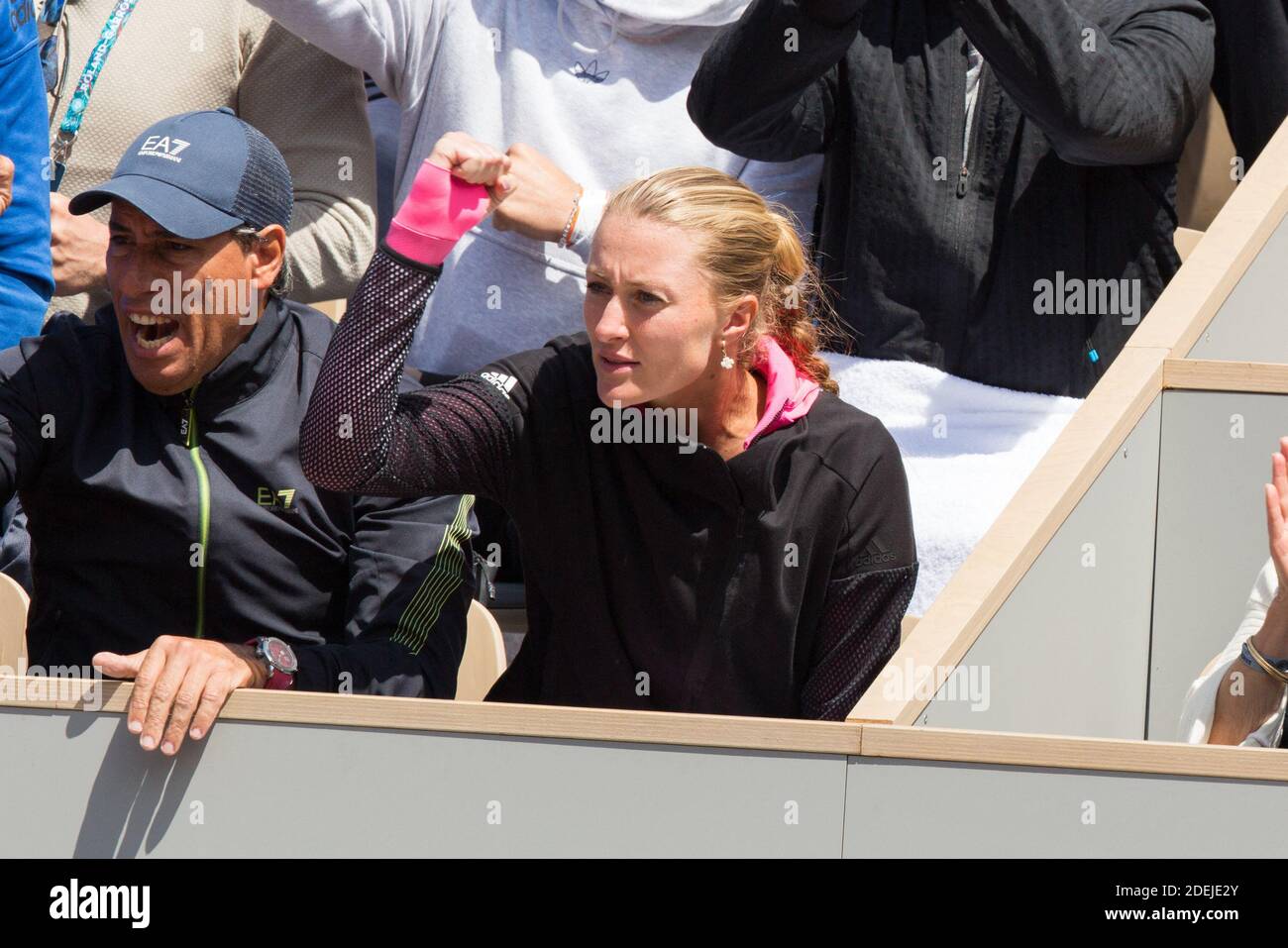 Kristina Mladenovic, Dominic Thiem's girlfriend in stands during French ...