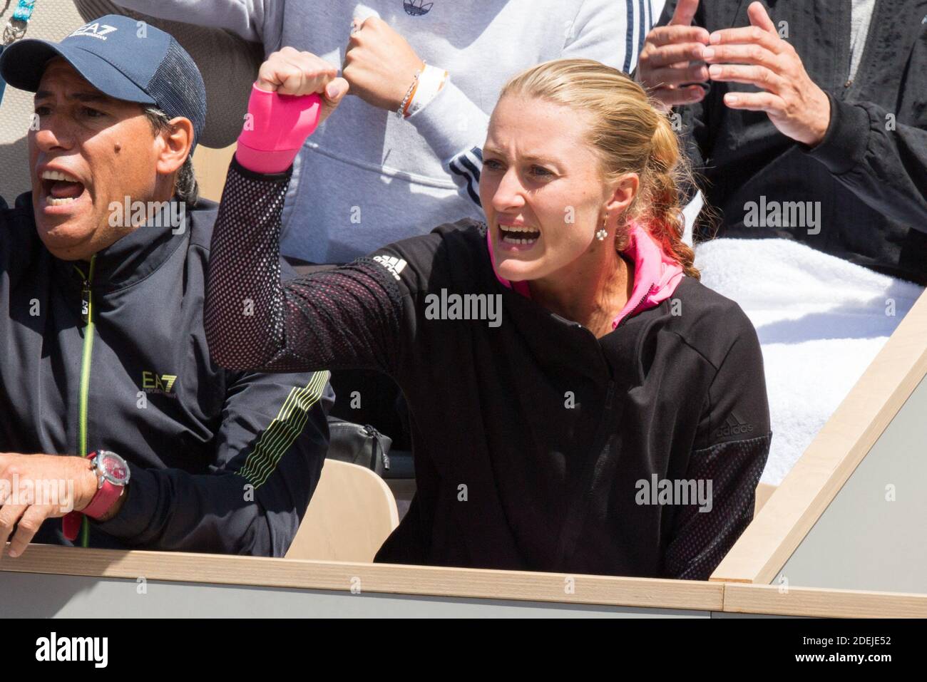Kristina Mladenovic, Dominic Thiem's girlfriend in stands during French ...