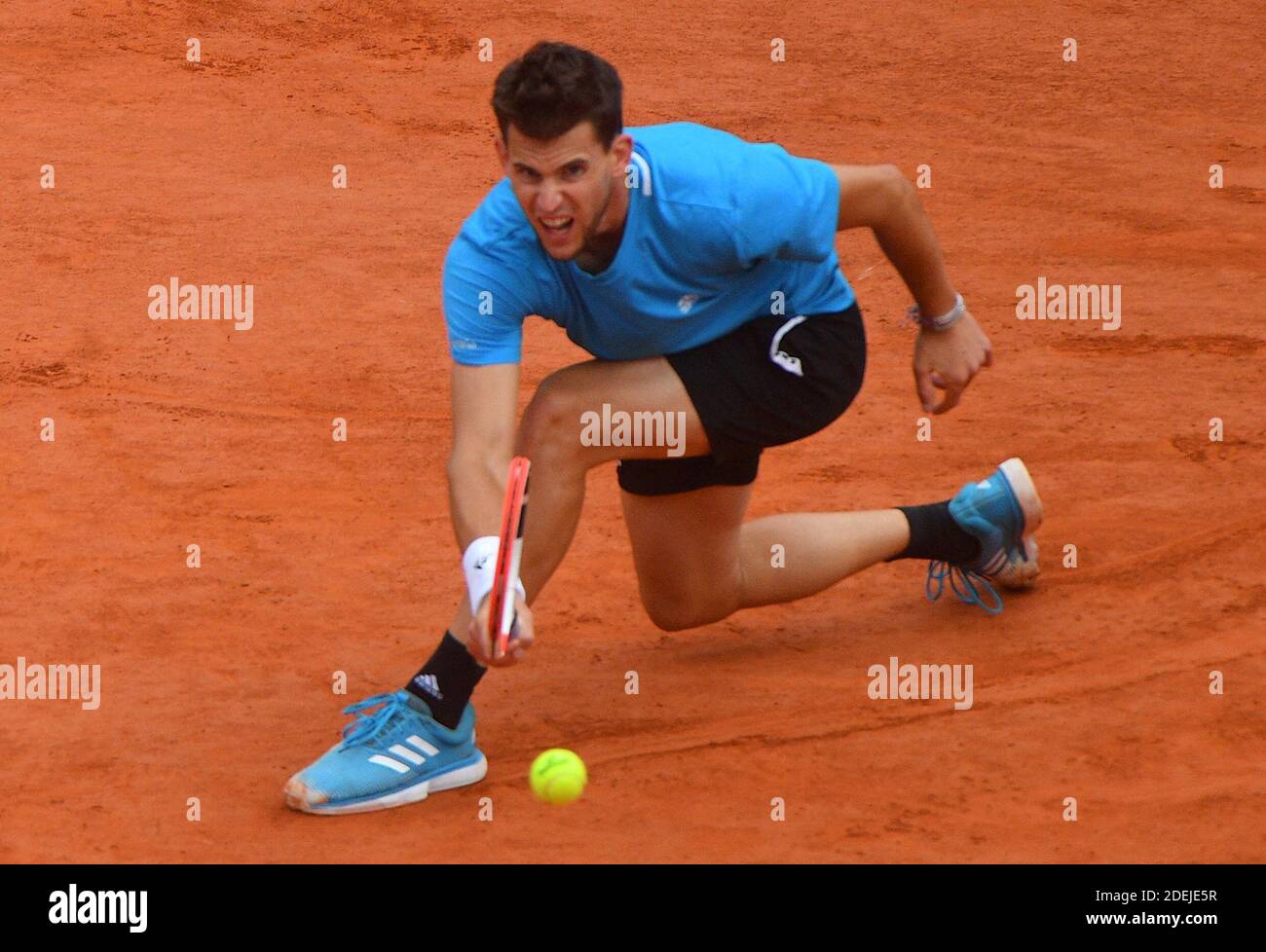 Dominic Thiem of Austria during his mens singles semi-final match against Novak Djokovic of ...