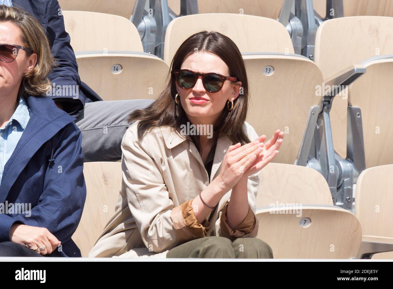 Actress Emma Margaret Tachard-Mackey stands during French Tennis Open ...