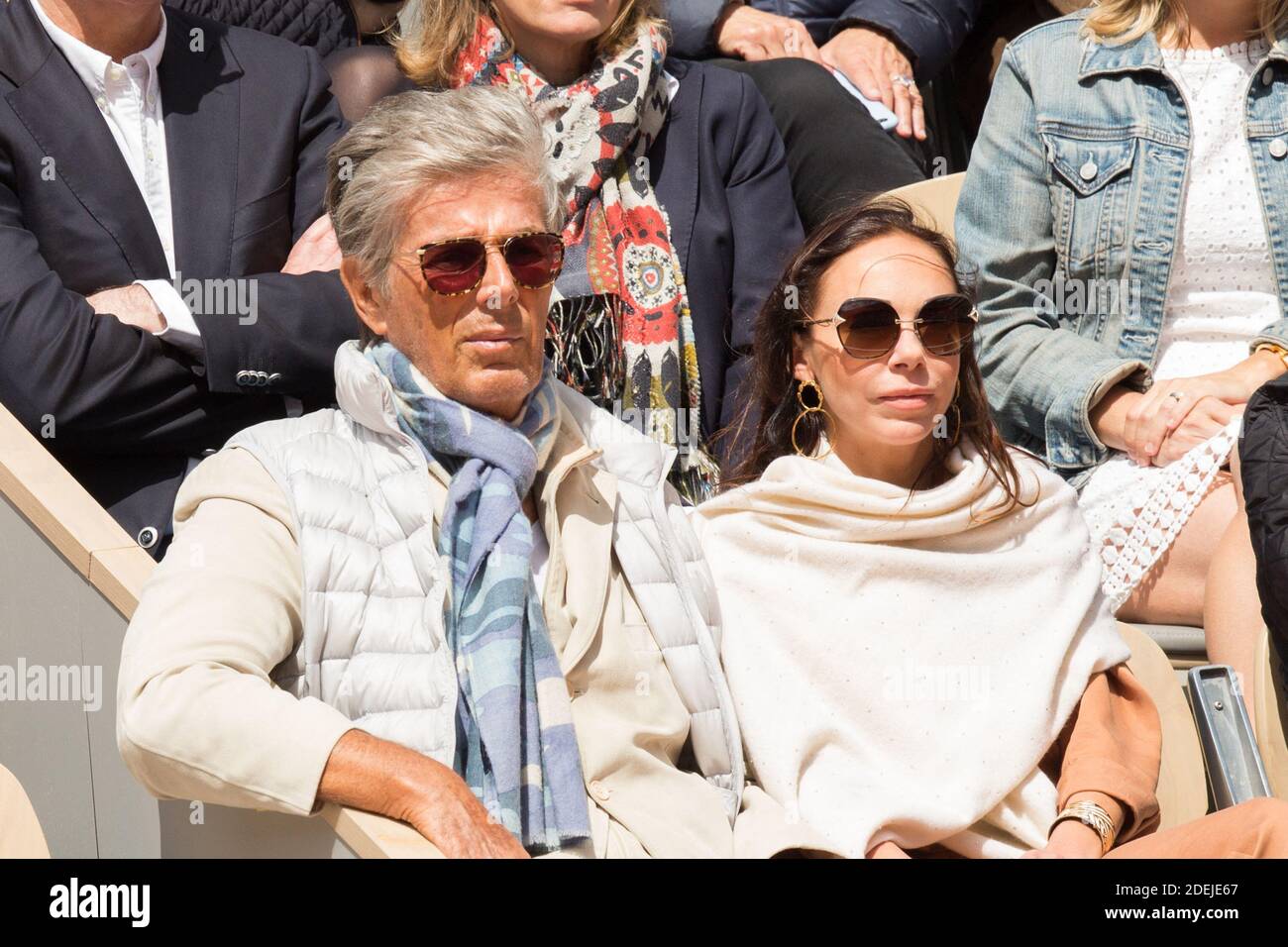 Dominique Desseigne and Alexandra Cardinale in stands during French ...