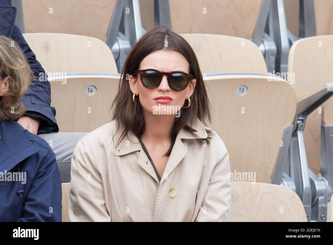 Actress Emma Margaret Tachard-Mackey stands during French Tennis Open ...