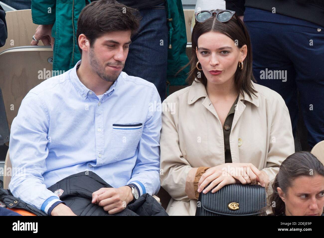 Emma Margaret Tachard-Mackey and boyfriend in stands during French ...