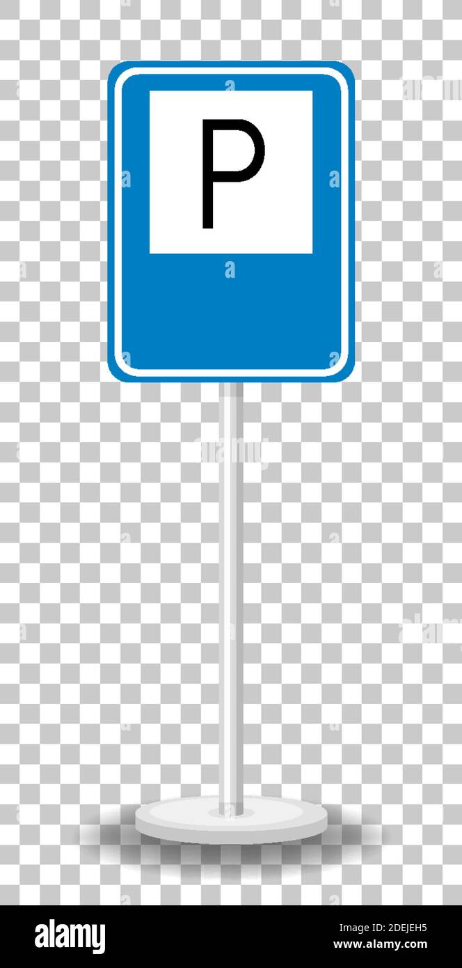 Parking sign with stand isolated on transparent background illustration ...