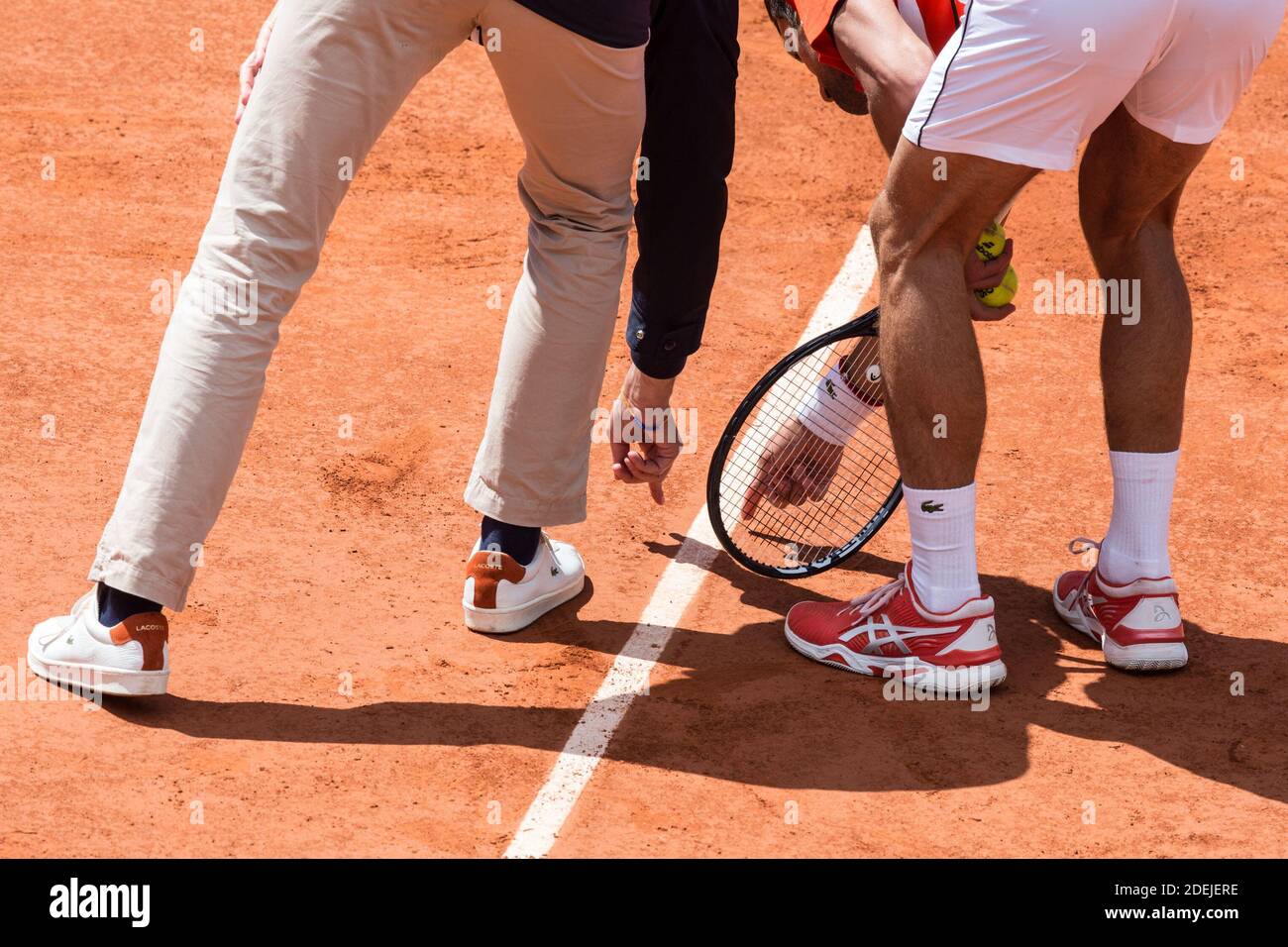Novak Djokovic arguing with the referee during French Tennis Open at ...