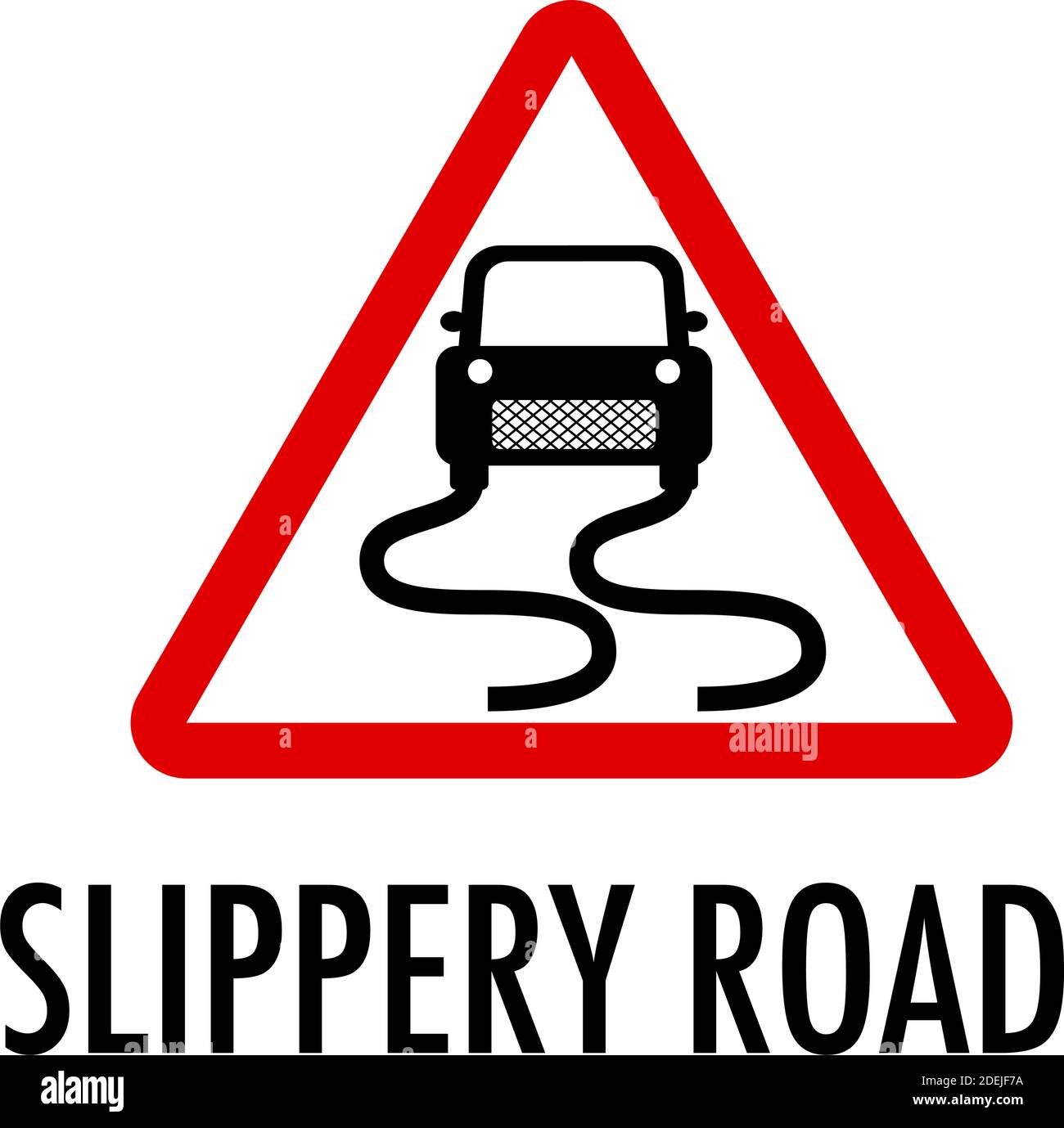 Slippery road sign on white background illustration Stock Vector Image ...