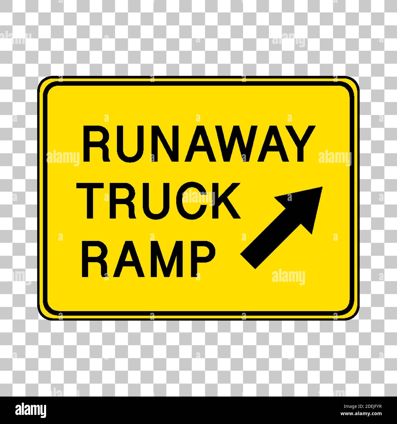 Runaway truck ramp warning sign isolated on transparent background ...
