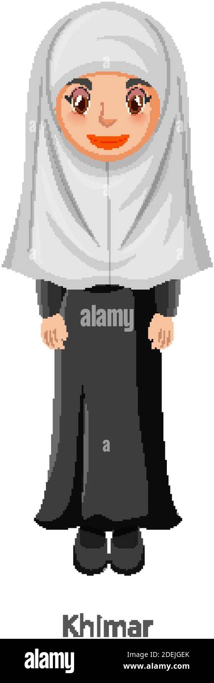 A woman wearing Khimar Islamic traditional veil cartoon character ...