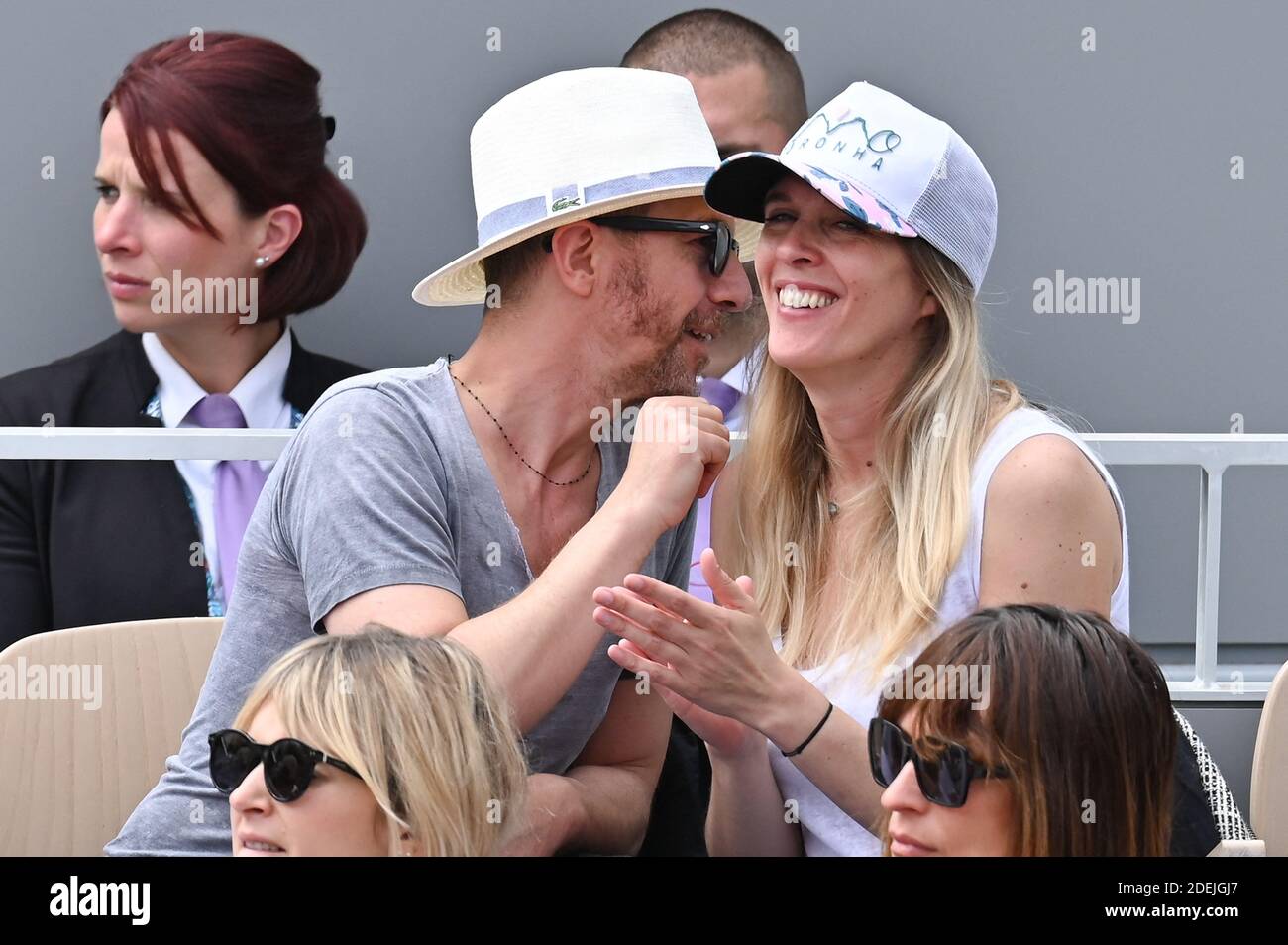 Calogero and his companion Marie Bastide attend the 2019 French Tennis ...