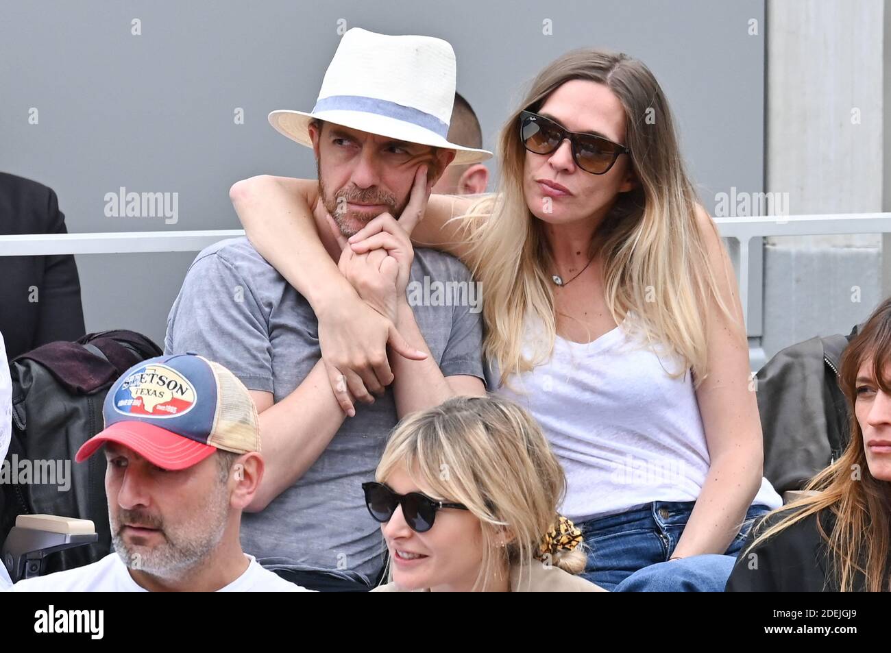 Calogero and his companion Marie Bastide attend the 2019 French Tennis ...